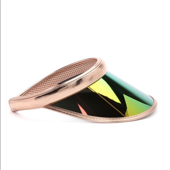 Accessories | Rose Gold Holographic Visor | Poshmark